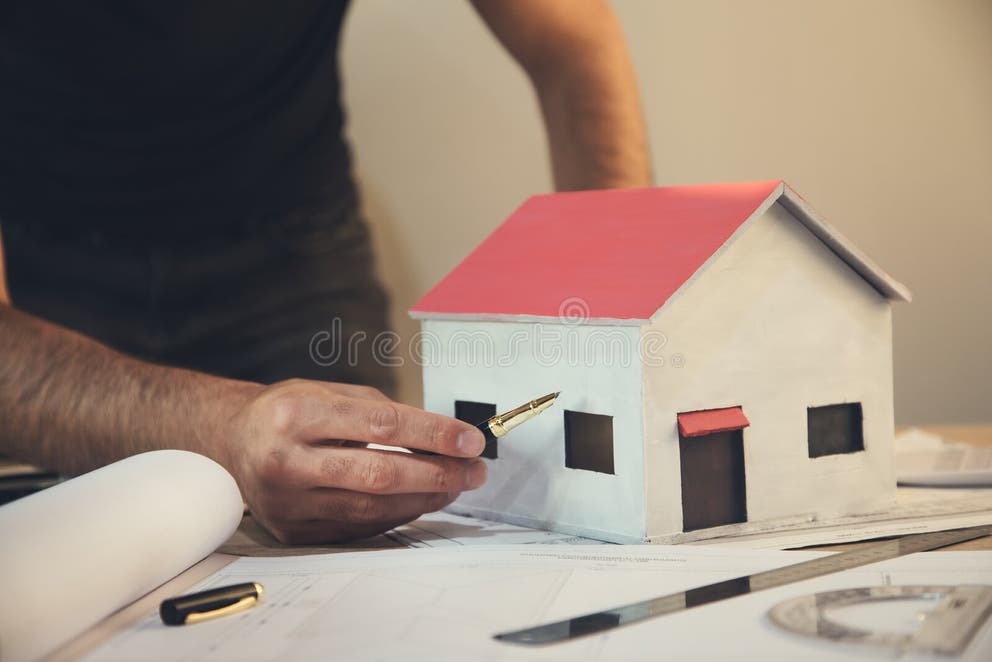 The Architect is Building a House Stock Image - Image of industrial ...