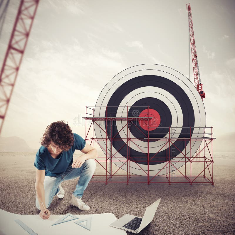 Architect Builds a Business Target . Mixed Media Stock Image - Image of ...