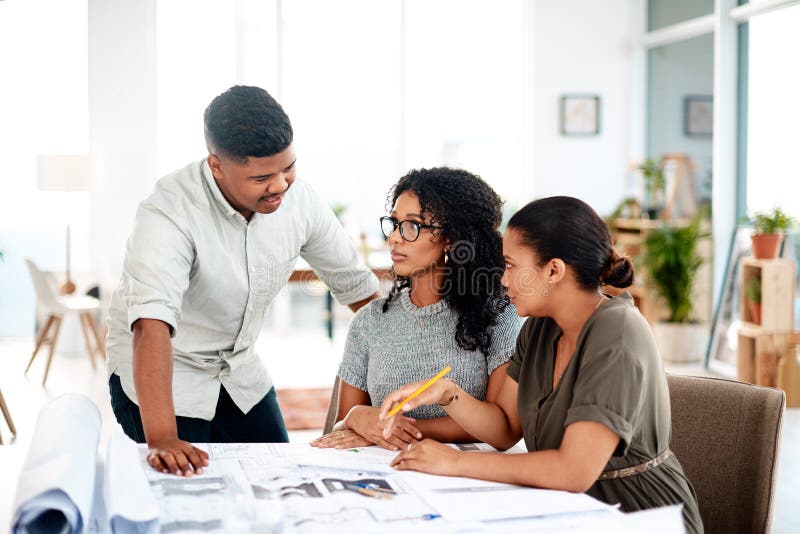 Architect, Business People and Ideas with Blueprint in Office for ...