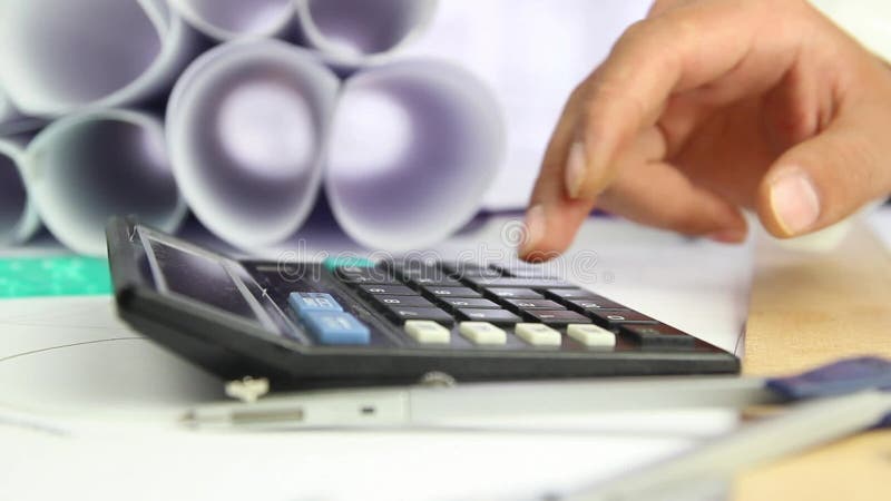 Architect Calculator Using for Project Stock Footage - Video of ...