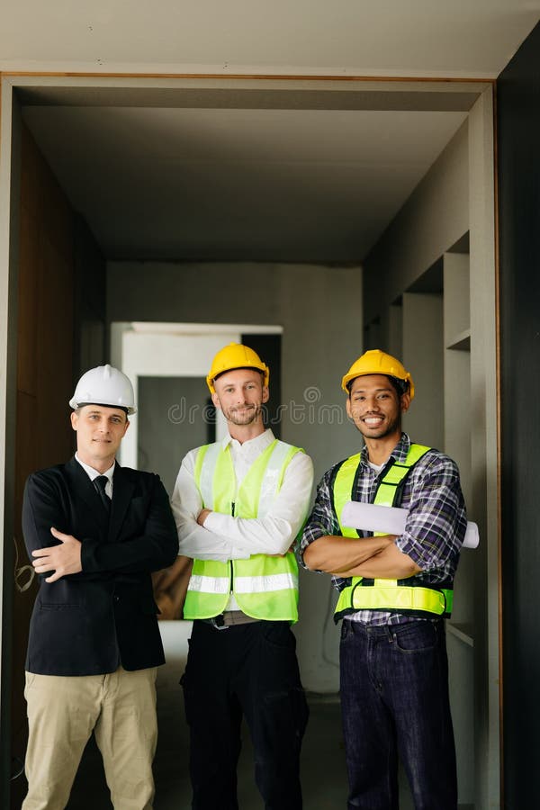 Architect Caucasian Man Working with Colleagues Mixed Race in the ...
