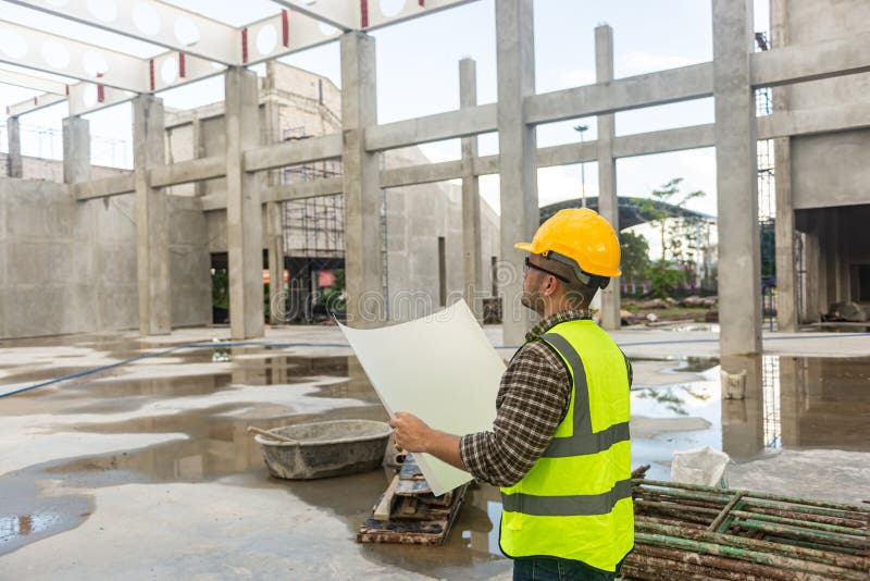 The Architect Engineer on Site Construction Checking the Con Structure ...