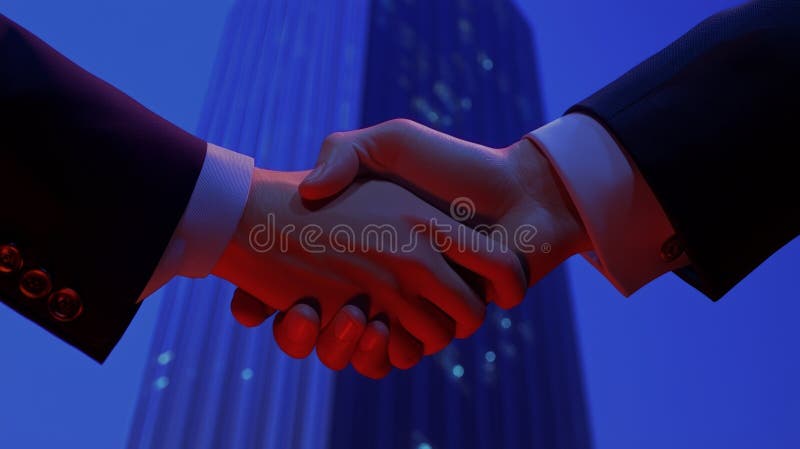 Architect and Client Handshake in Bustling Cityscape Stock Photo ...