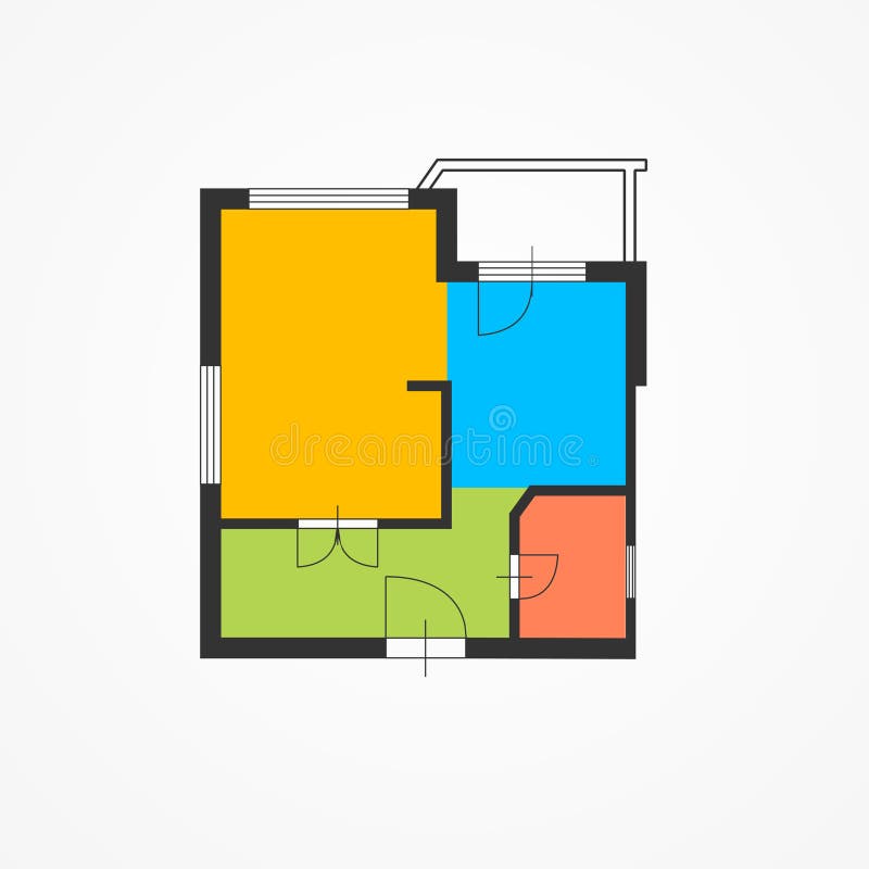 Architect Colorful Floor Plan Vector Vector Illustratie - Illustration ...