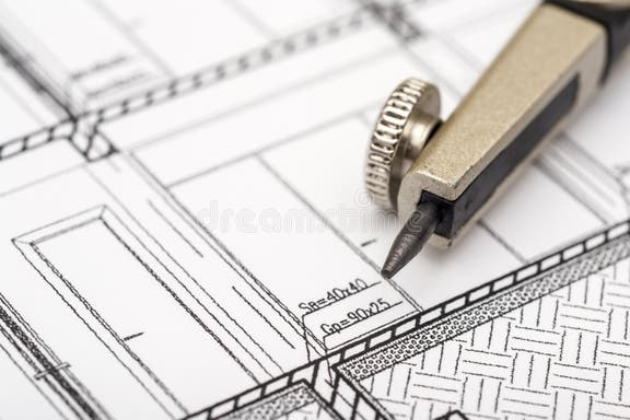 Architect Compass and Plan stock image. Image of architect - 25040295