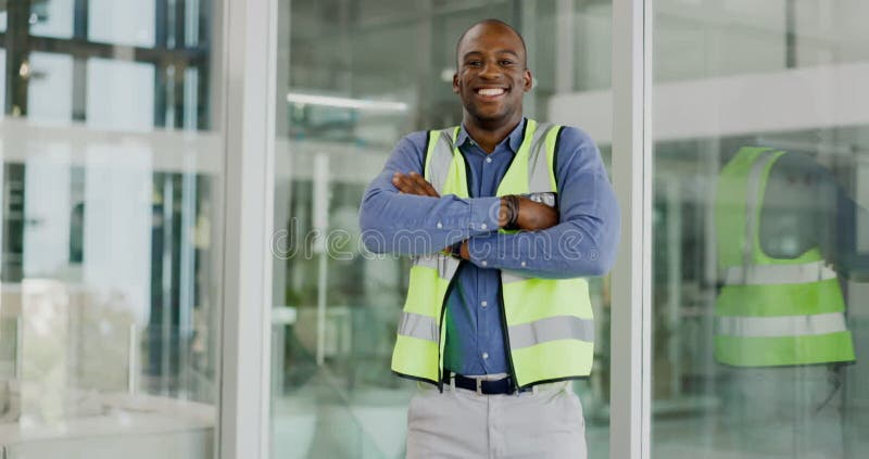 Architect, Confident Construction Worker and Black Man Happy for ...