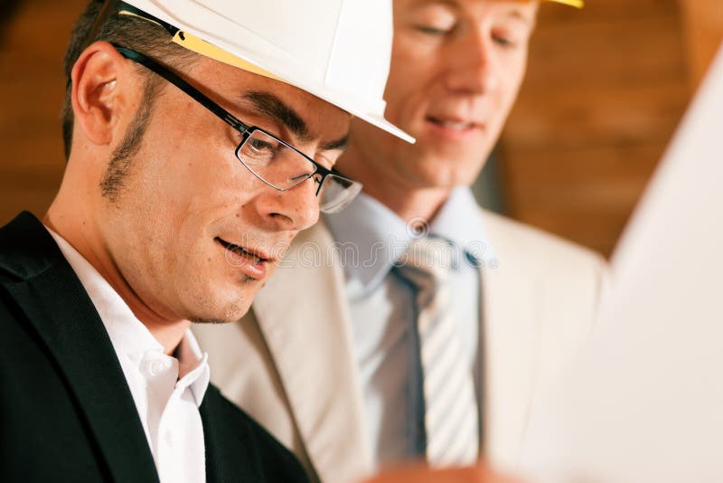 Architect and Construction Engineer Discussing Stock Image - Image of ...