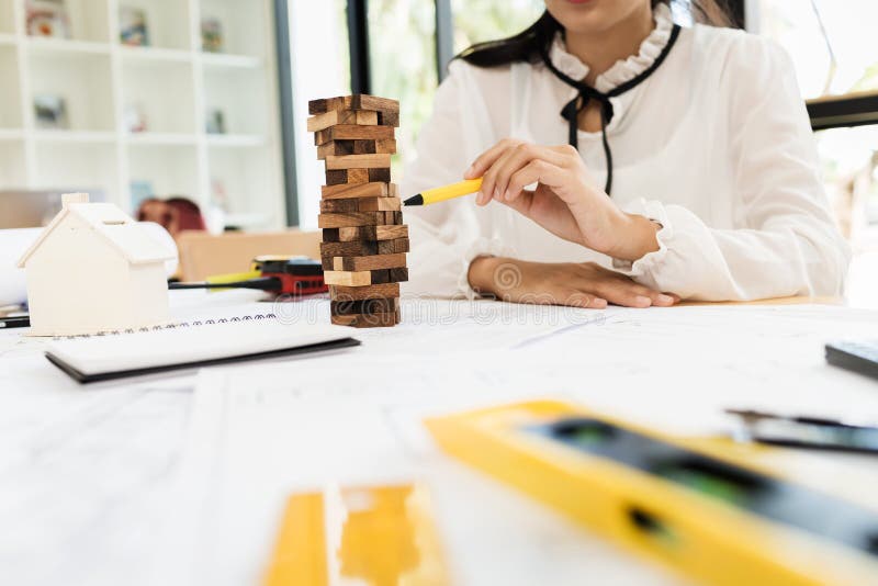 Architect Construction Engineer on Hard Project. Stock Photo - Image of ...