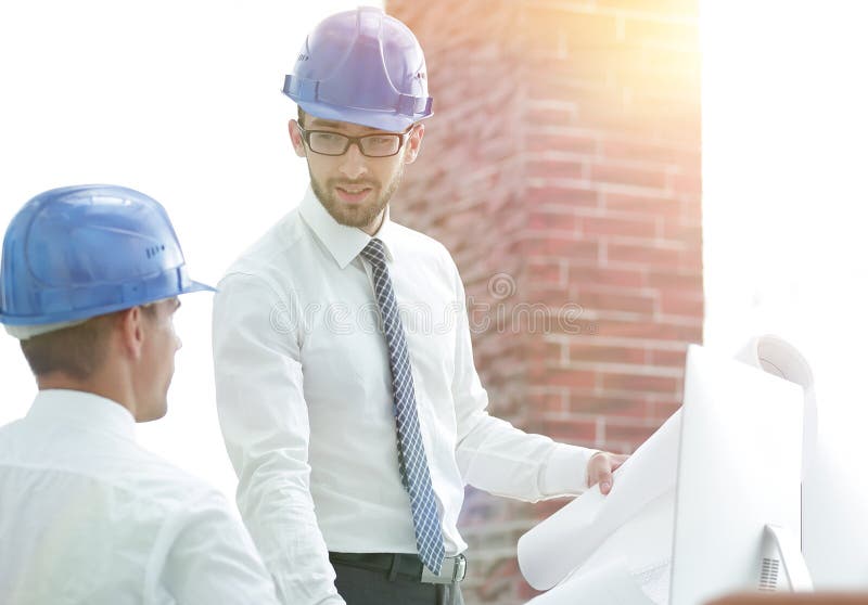 Architect and Construction Foreman To Discuss a New Project Stock Image ...