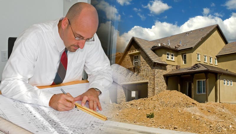 Architect Construction Montage Stock Photo - Image of owner, architect ...