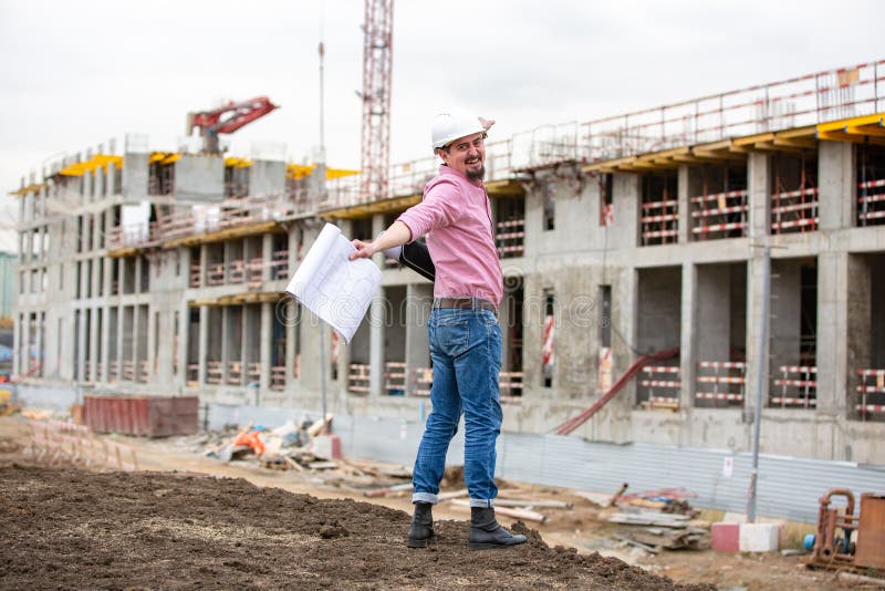 Architect at a Construction Site Celebrate after Construction Project ...