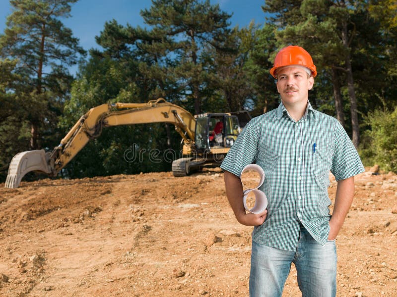Architect on Construction Site Stock Image - Image of hardhat ...