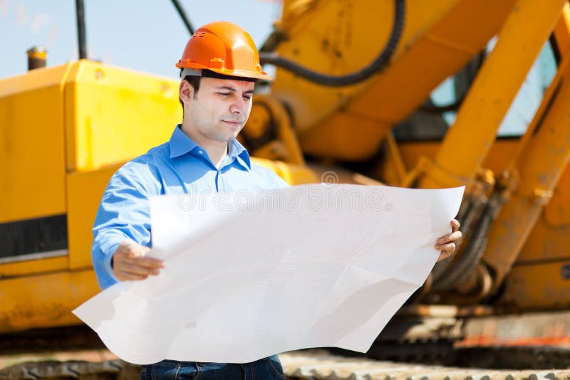 Architect in a Construction Site Stock Photo - Image of project ...