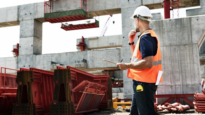 Architect Construction Site Planning Working Concept Stock Image ...