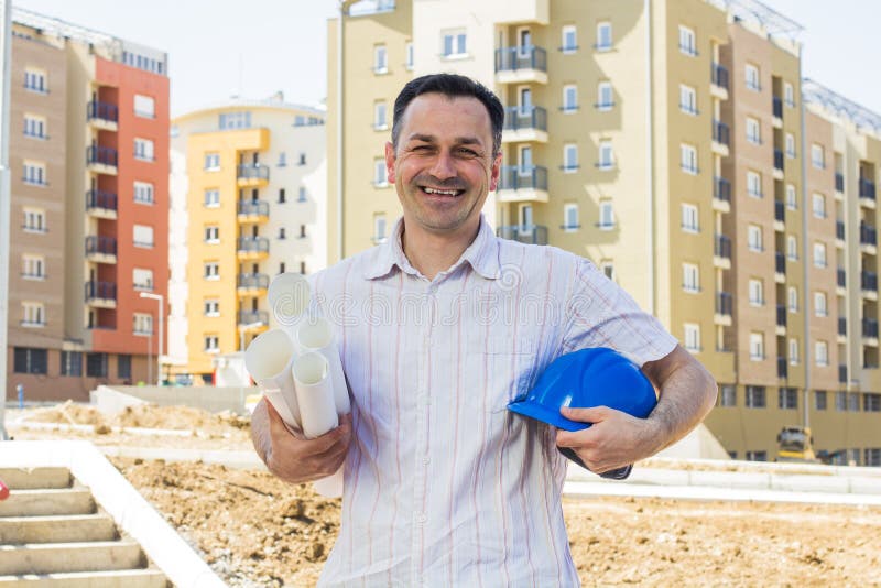 Architect at Construction Site Stock Photo - Image of engineer ...