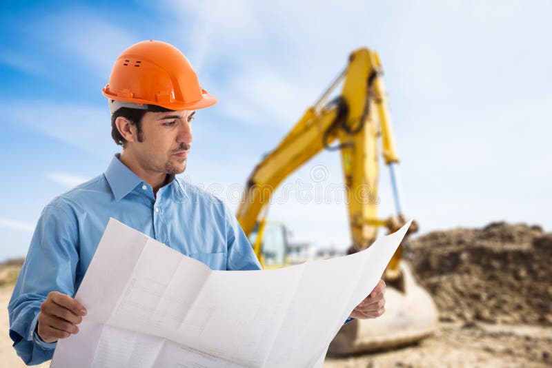 Architect In A Construction Site Stock Photo - Image of excavator ...