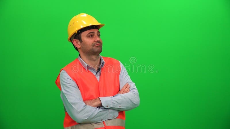 Architect or Construction Worker Looking Up on Green Screen Stock Video ...