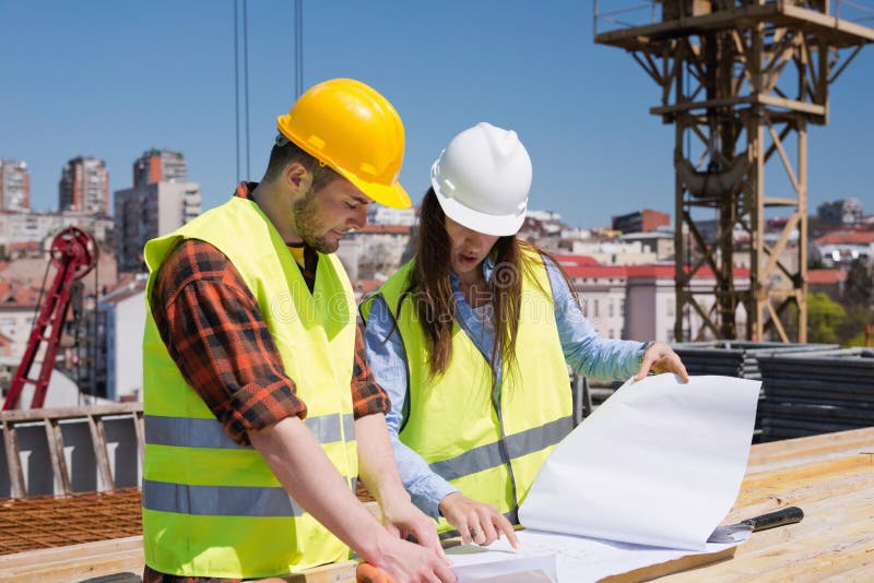 Architect and Construction Worker on Site Stock Photo - Image of ...