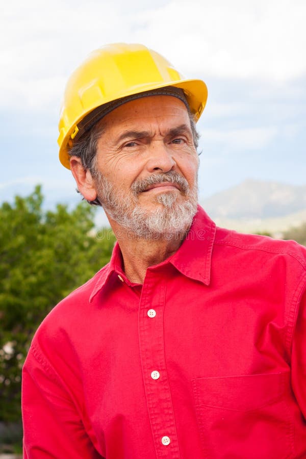 Architect, Contractor with Hard Hat Stock Image - Image of builder ...