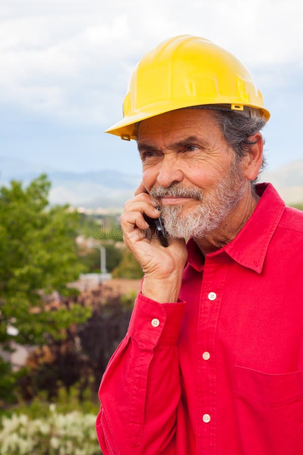 Architect, Contractor with Yellow Hardhat Outdoor Portrait Stock Image ...
