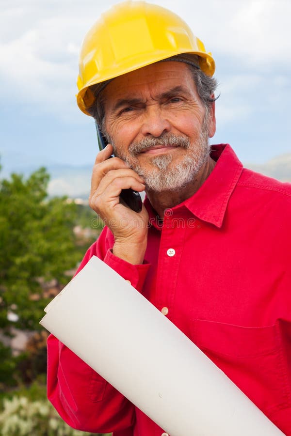 Architect, Contractor with Hard Hat Stock Image - Image of builder ...