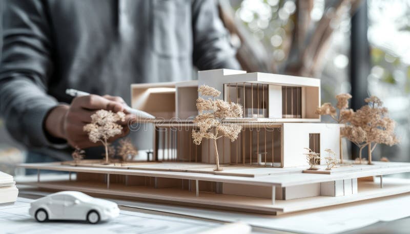 Architect Creating Architectural Sketches and Blueprints for ...