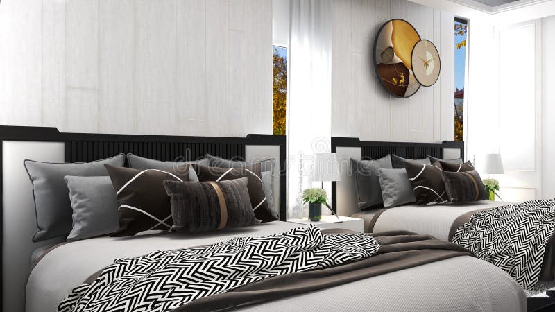 3Drender Interior of a Bedroom Stock Illustration - Illustration of ...