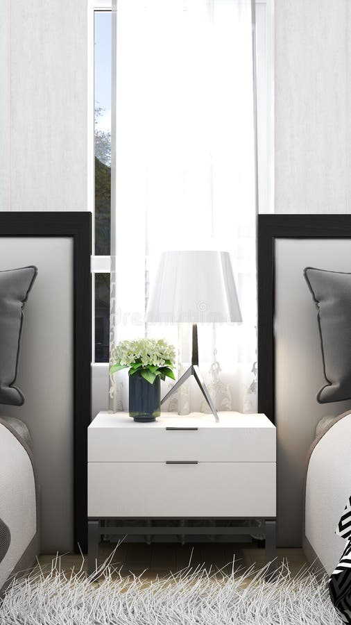 3Drender Interior of a Bedroom Stock Illustration - Illustration of ...