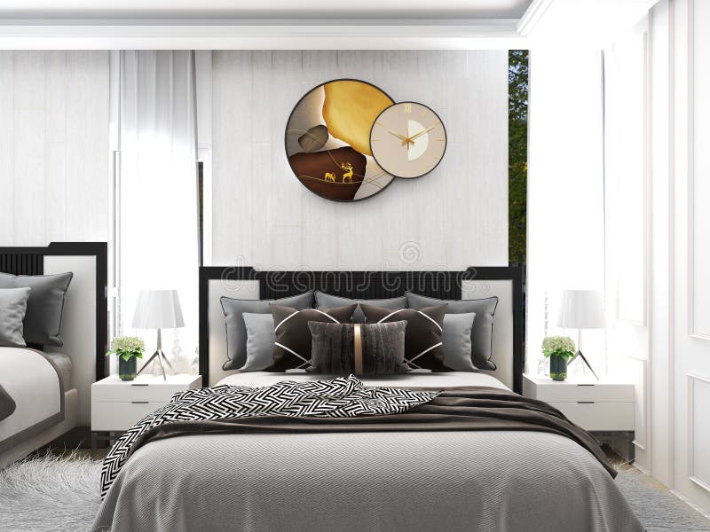 3Drender Interior of a Bedroom Stock Illustration - Illustration of ...