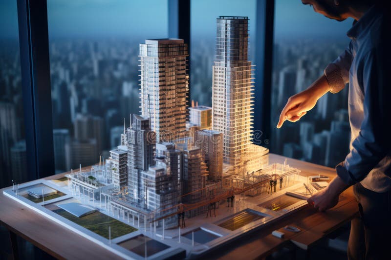 Architect Demonstrate Expertise As they Work on a Modern Skyscrapers ...