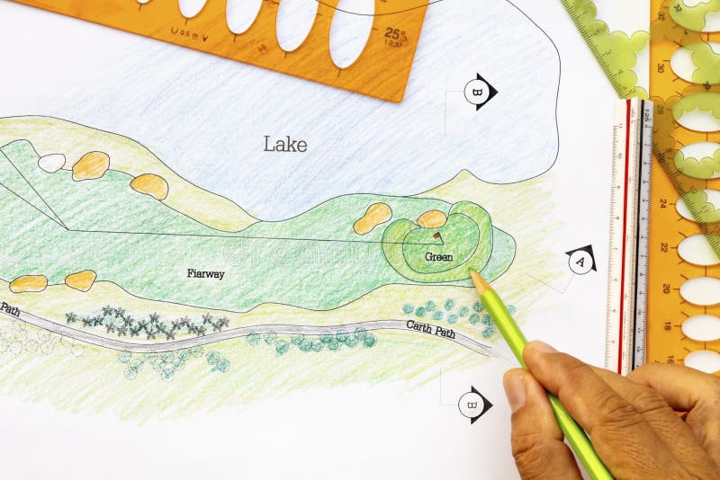 Architect Design Golf Course Plan. Stock Image - Image of blueprint ...