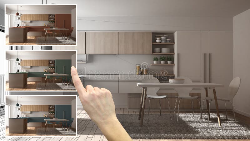 Architect Designer Concept, Hand Showing Kitchen Colors Different ...