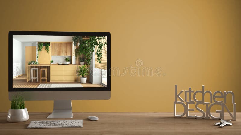 Architect Designer Project Concept, Wooden Table with House Keys, 3D ...