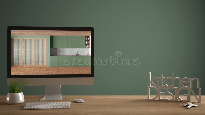 Architect Designer Project Concept, Wooden Table with House Keys, 3D ...