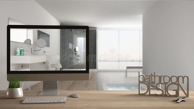 Architect Designer Project Concept, Wooden Table with Keys, 3D Letters ...