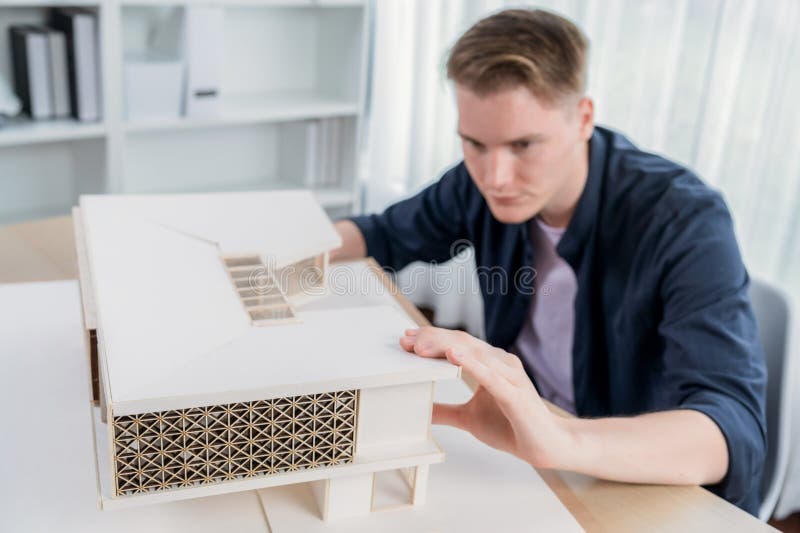 Architect Designer Studies Elegant House Model Finding Improvement ...