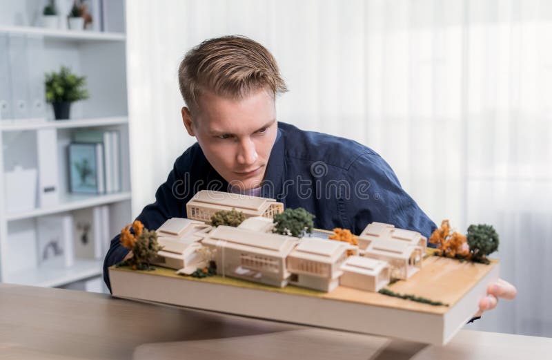 Architect Designer Studies Elegant House Model Finding Improvement ...