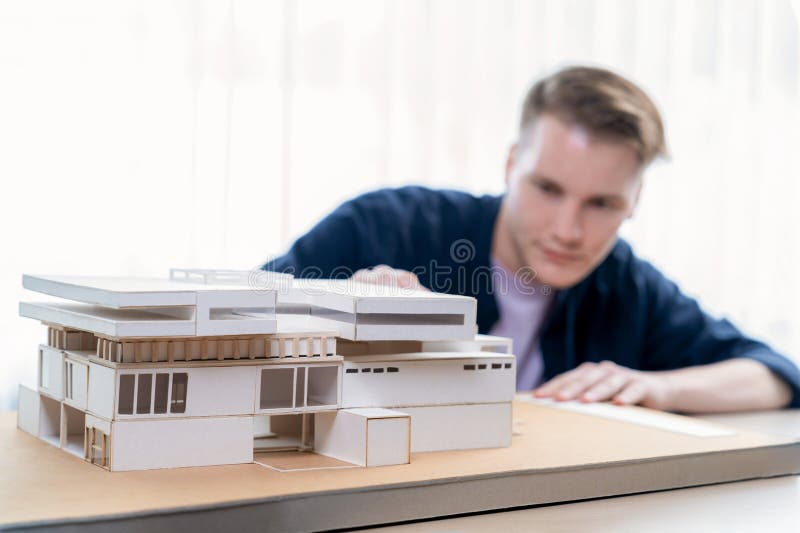Architect Designer Studies Elegant House Model Finding Improvement ...