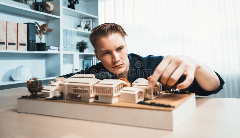 Architect Designer Studies Elegant House Model Finding Improvement ...