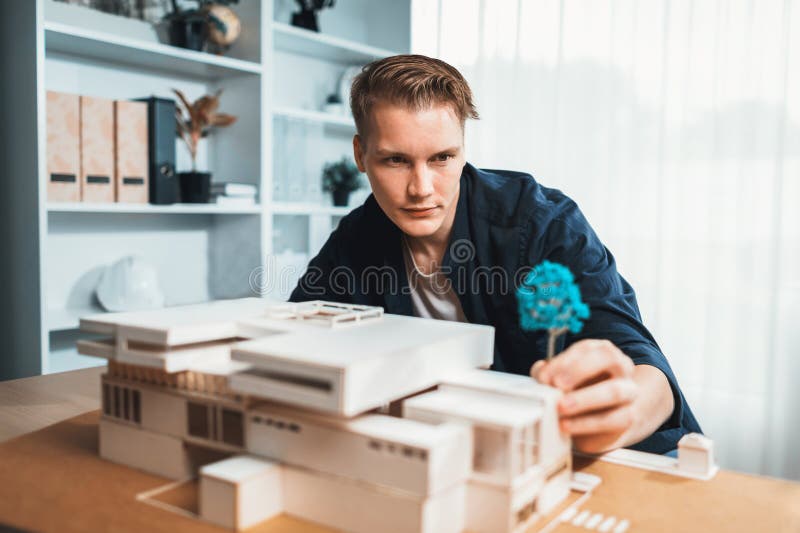 Architect Designer Studies Elegant House Model Finding Improvement ...