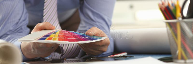 Architect Designer Working with Colour Swatch Stock Image - Image of ...