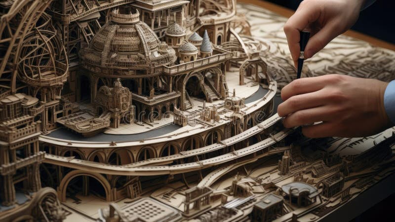 An Architect Designs a Model of a Building Stock Image - Image of ...