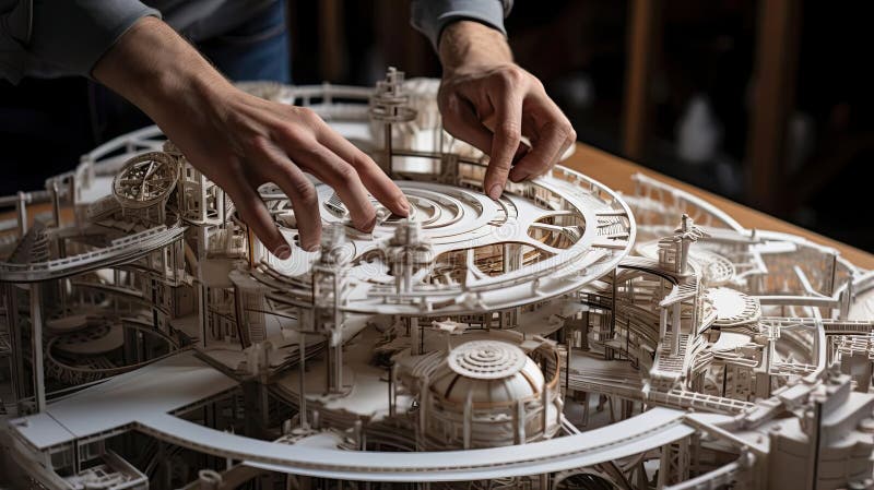 An Architect Designs a Model of a Building Stock Illustration ...
