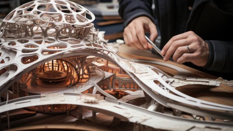 An Architect Designs a Model of a Building Stock Illustration ...