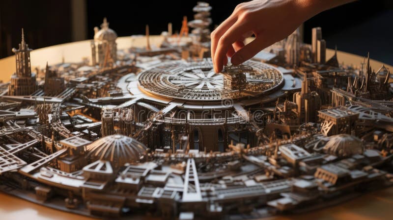 An Architect Designs a Model of a Building Stock Illustration ...