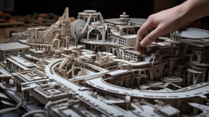 An Architect Designs a Model of a Building Stock Illustration ...