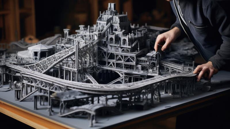 An Architect Designs a Model of a Building Stock Illustration ...