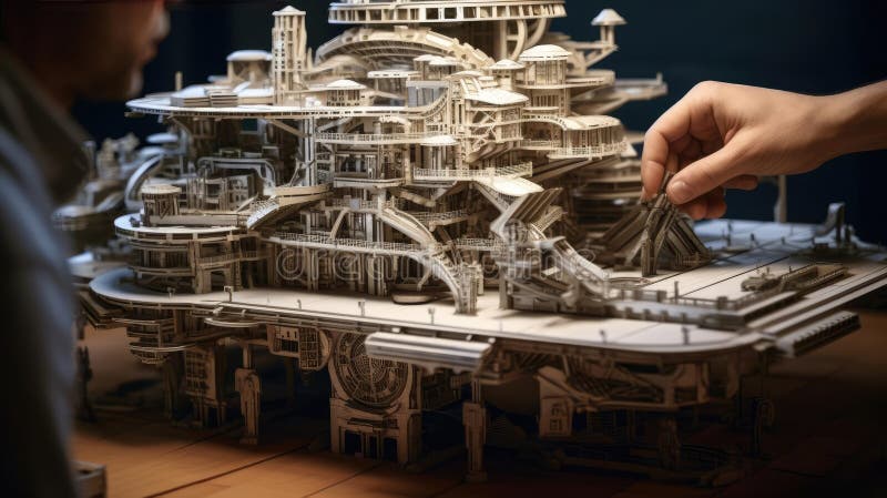 An Architect Designs a Model of a Building Stock Illustration ...