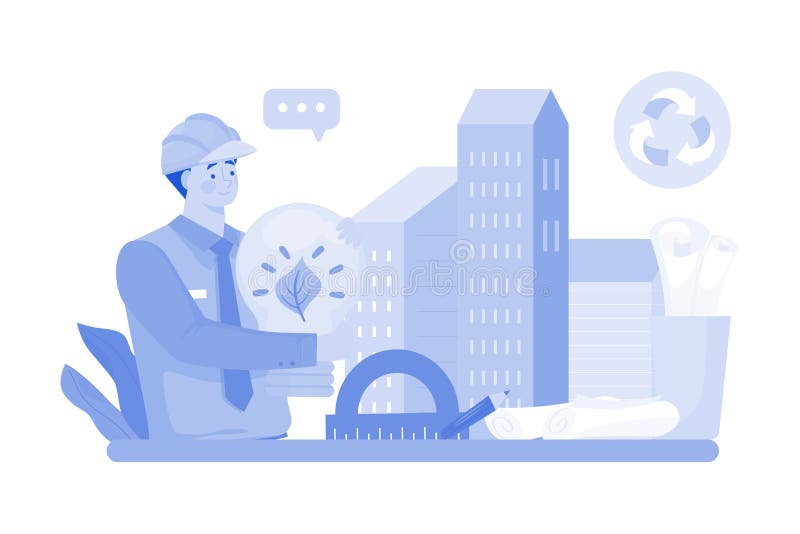 Architect Designs Sustainable, Energy-efficient Building Stock Vector ...