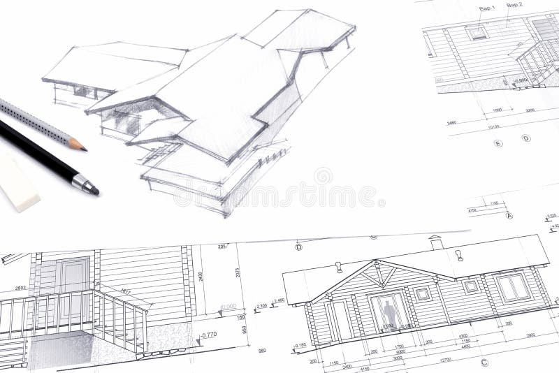 Architect Die Een Schets Met Potlood Trekken Stock Foto - Image of ...